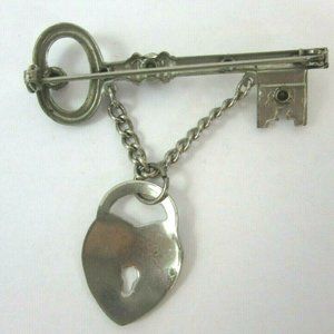 Vintage | Jewelry | Vintage 96s Key And Heartlock Costume Brooch | Poshmark